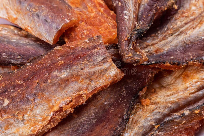 Pieces of Cleaned Dried Fishbackground. Dry Peppered Pollack Stock ...