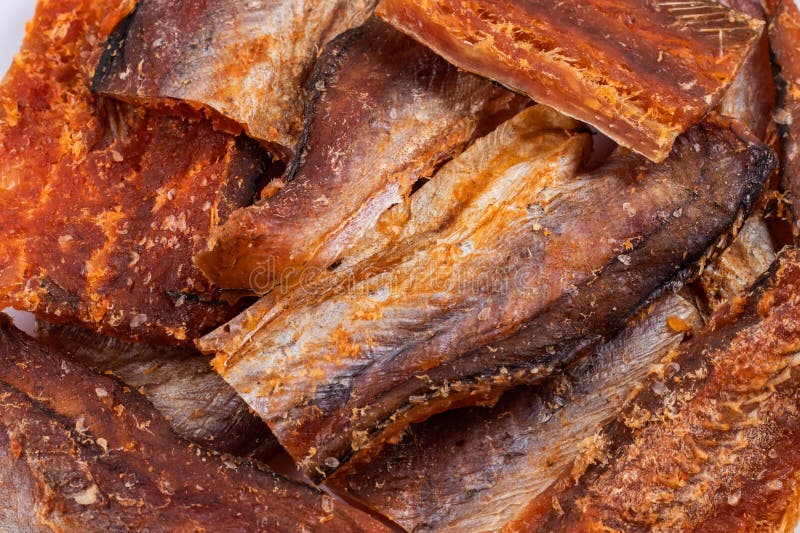 Pieces of Cleaned Dried Fishbackground. Dry Peppered Pollack Stock ...