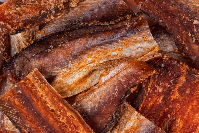 Pieces of Cleaned Dried Fishbackground. Dry Peppered Pollack Stock ...