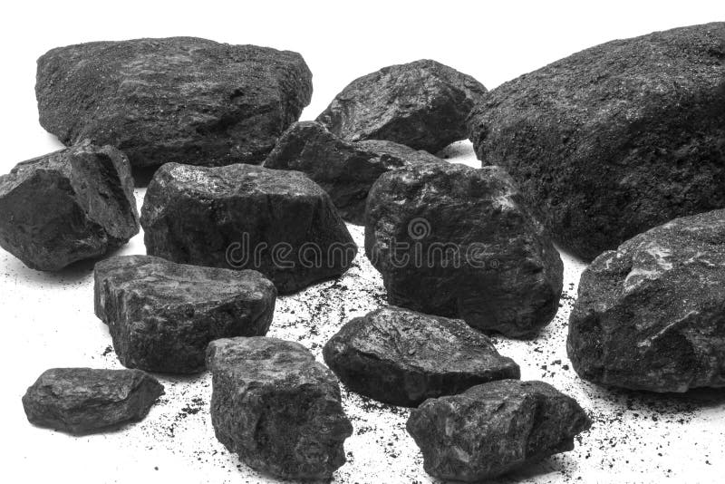 Pieces of Coal Isolated on White Stock Image - Image of exploitation ...