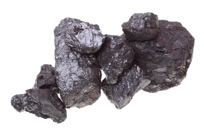 Pieces of Coal Isolated on White Background Stock Photo - Image of ...