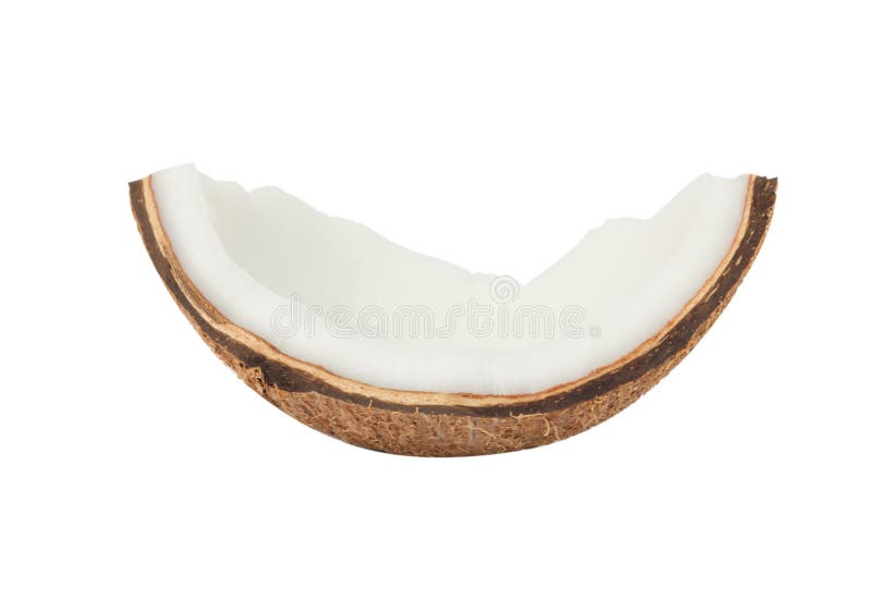 Pieces of Coconut Shell Broken on White Background Stock Photo - Image ...