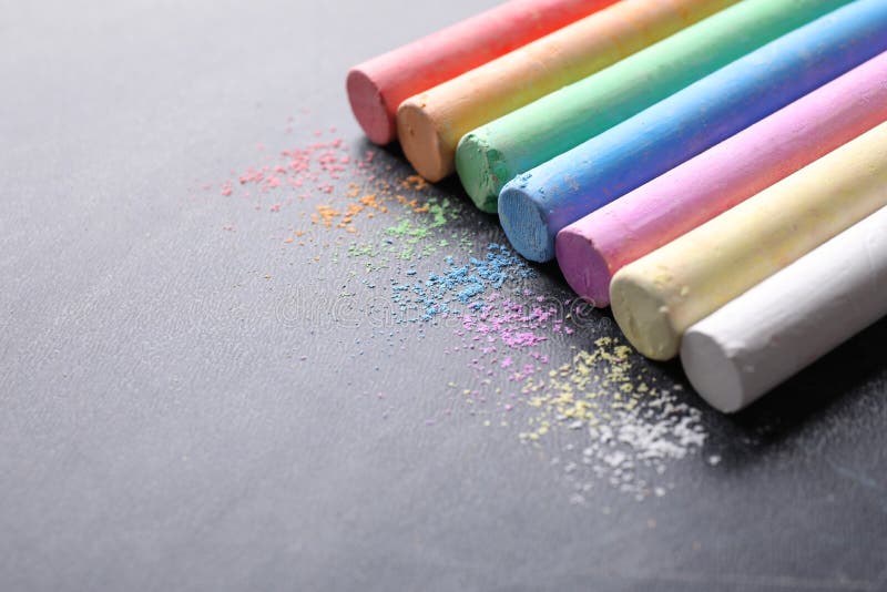 Pieces of Color Chalk on Blackboard Stock Photo - Image of crayon, copy ...