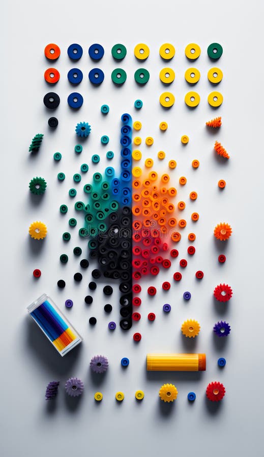 Pieces of Colored Plastic Beautifully Arranged in Rainbow Pattern, AI ...