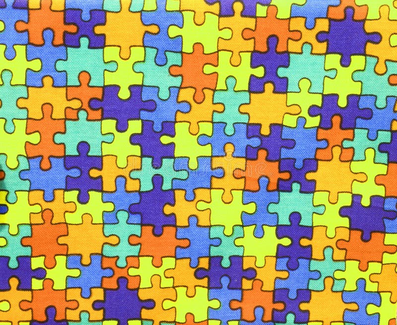 Pieces of Colored Puzzle on Cotton Fabric Stock Image - Image of riddle ...
