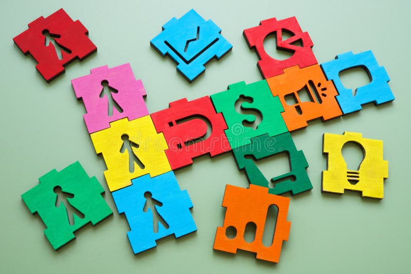 Pieces of a Colored Puzzle Symbolizing a Marketing Campaign. Stock ...