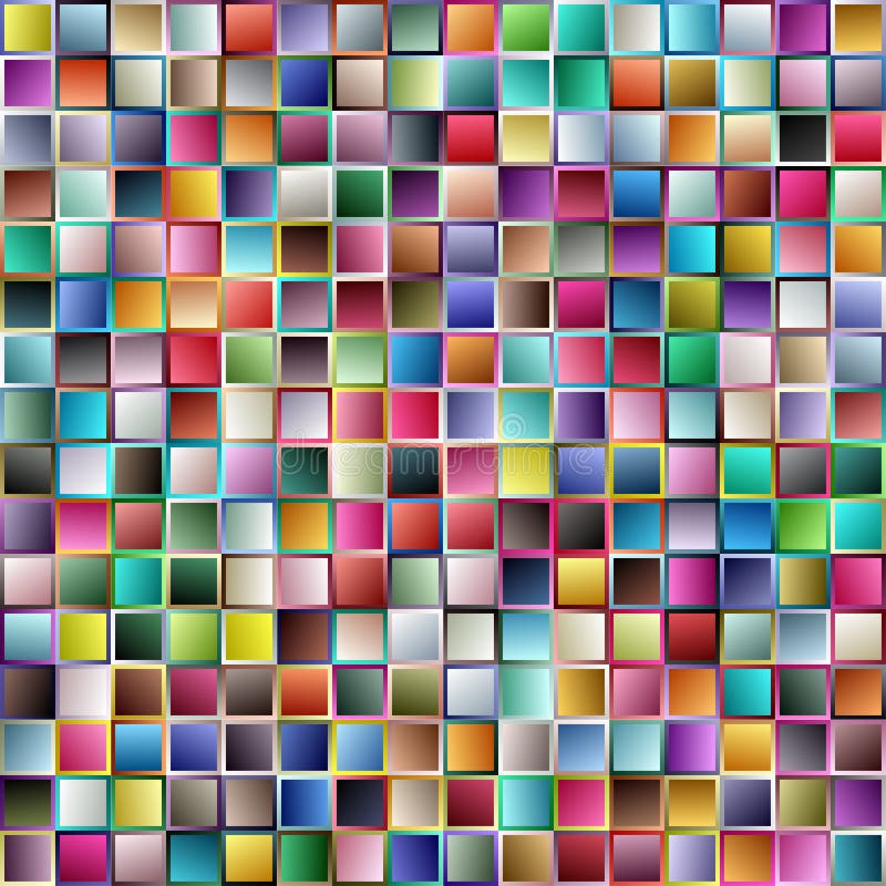 256 Pieces Colorful Square, Rectangle Icon Background Set. Gradient ...