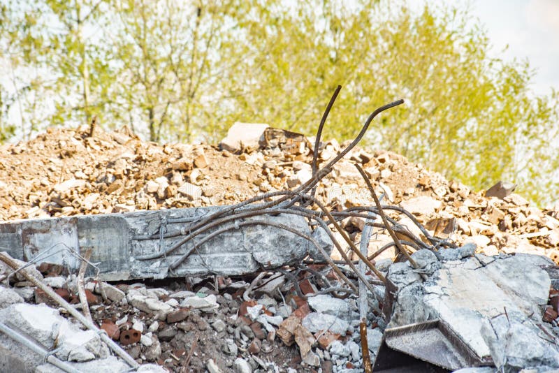 Pieces of a Dismantled Building Stock Photo - Image of danger, broken ...