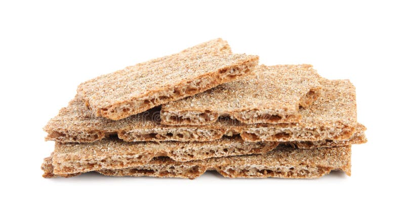 Pieces of Crunchy Rye Crispbreads on White Background Stock Image ...