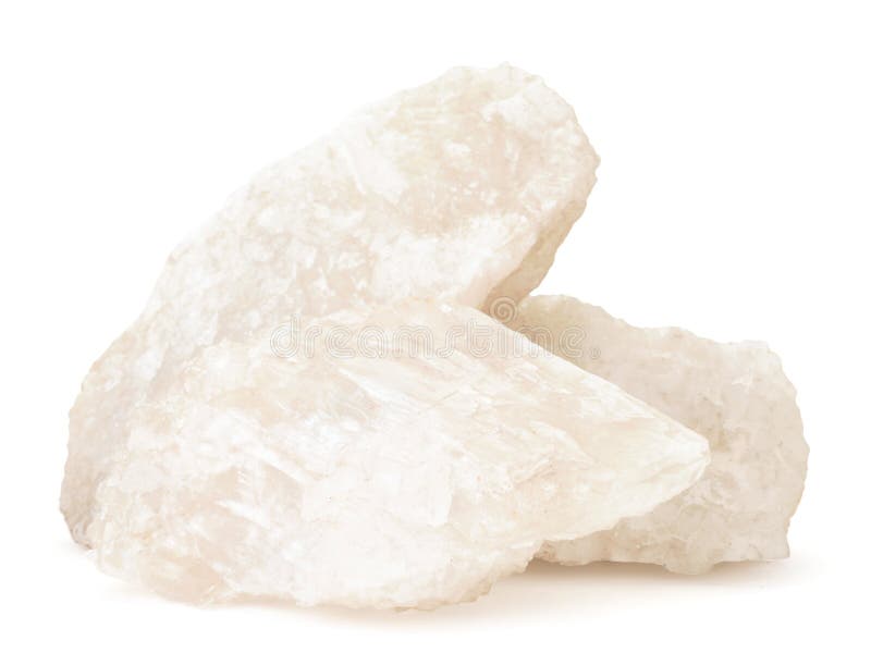 Pieces of Crystalline Rock Salt on a White Background. Isolated Stock ...