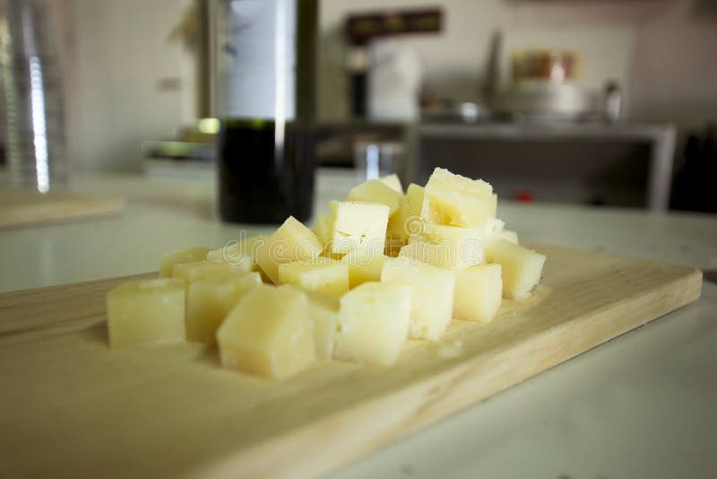Pieces of cured cheese stock image. Image of wooden, milk - 28774469