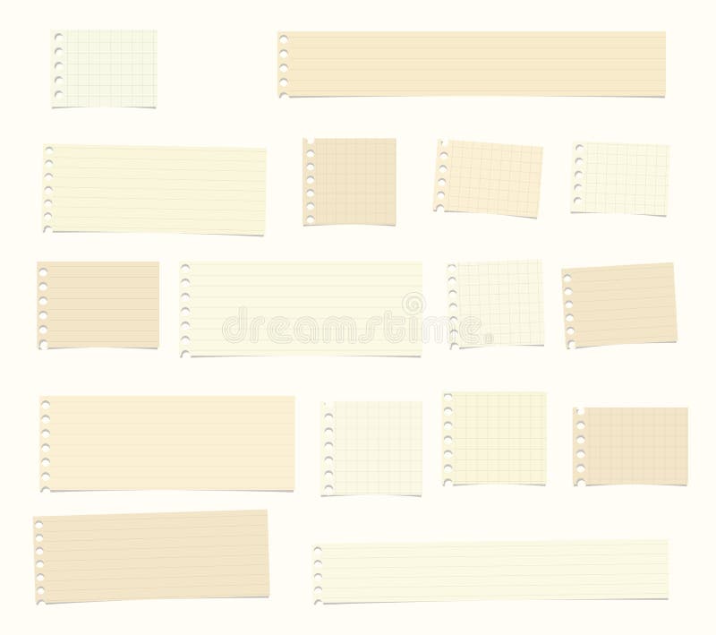 Pieces of Cut Brown Ruled, Math Notebook Paper Stock Vector ...