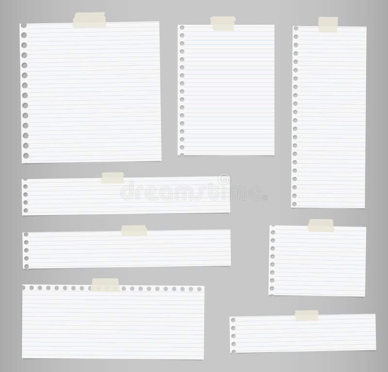 Pieces of Cut Out White Lined Notebook Paper are Stuck on Gray ...