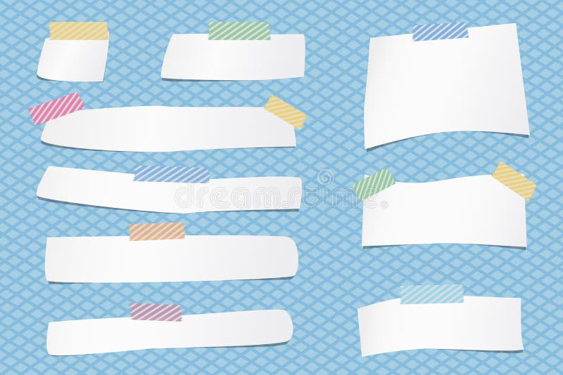 Pieces of Cut White Note Paper are Stuck with Colorful Striped Sticky ...