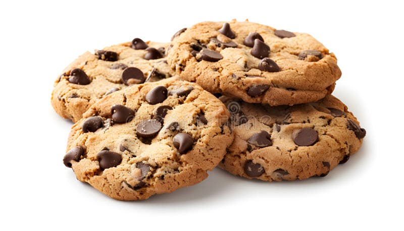 Pieces of Delicious Chocolate Chip Cookie Isolated on White Stock ...