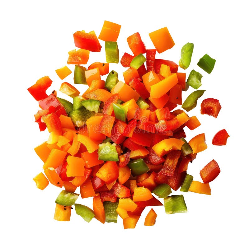 Pieces of Diced Sweet Pepper Top View Isolate Stock Image ...