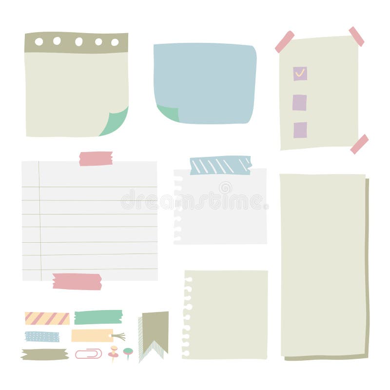 Pieces of Different Size Colorful Note, Notebook, Copybook Paper Sheets ...