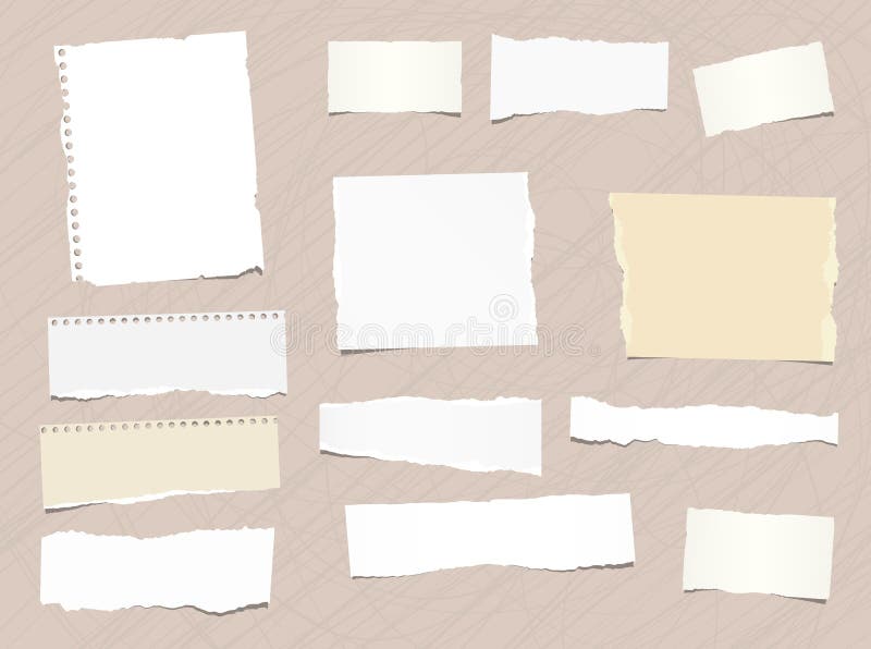 Pieces of Different Size Ripped Note, Notebook, Copybook Paper Stuck ...