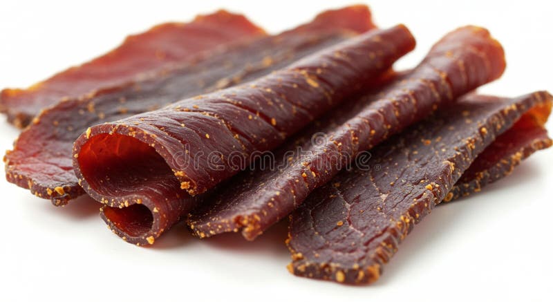 Pieces of Dried Meat on White Background Stock Illustration ...