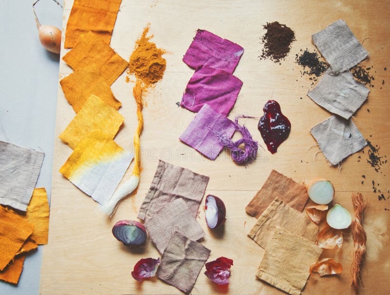 Pieces of dyed linen stock image. Image of contemporary - 64352327