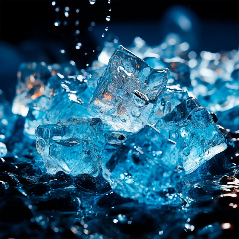 Pieces of Edible Ice on a Black Background - AI Generated Image Stock ...