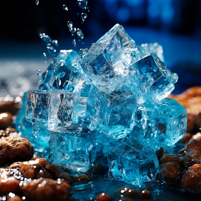 Pieces of Edible Ice on a Black Background - AI Generated Image Stock ...