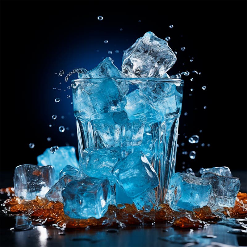Pieces of Edible Ice on a Black Background - AI Generated Image Stock ...
