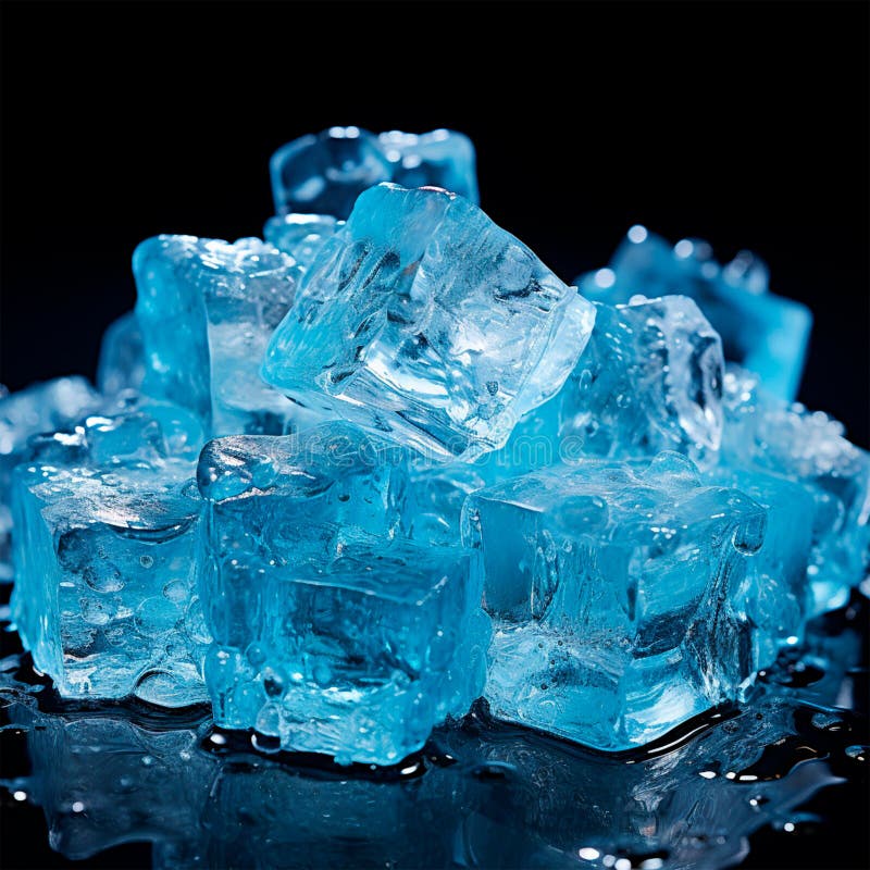 Pieces of Edible Ice on a Black Background - AI Generated Image Stock ...