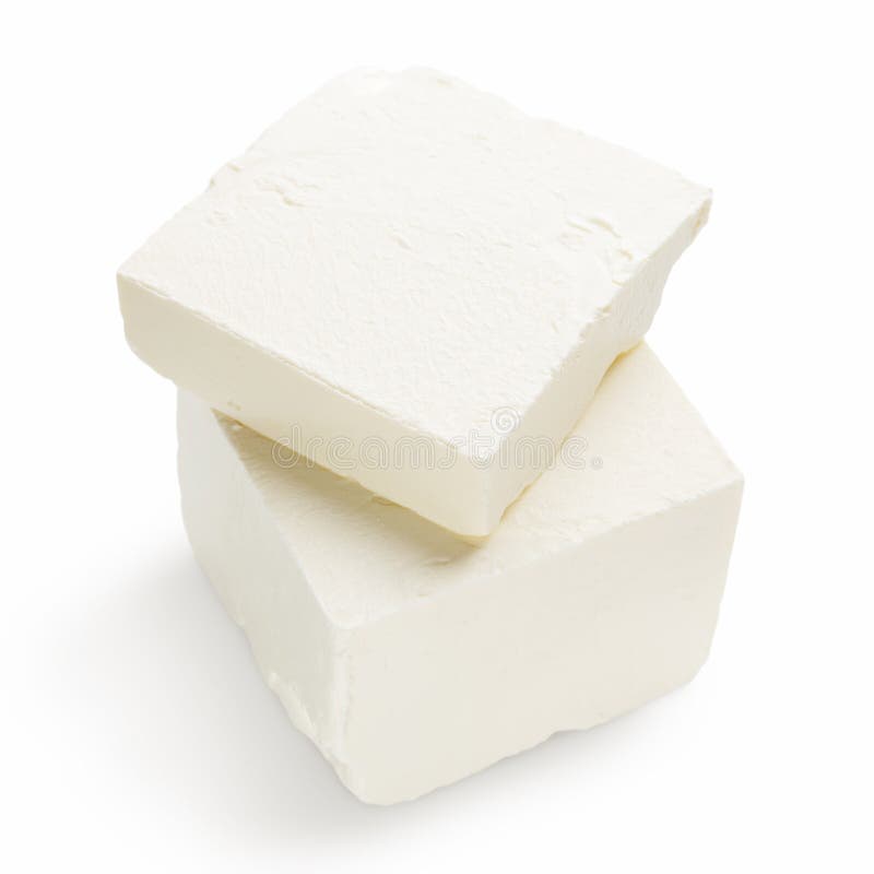 Pieces of Feta Cheese on White Stock Photo - Image of cube, cottage ...