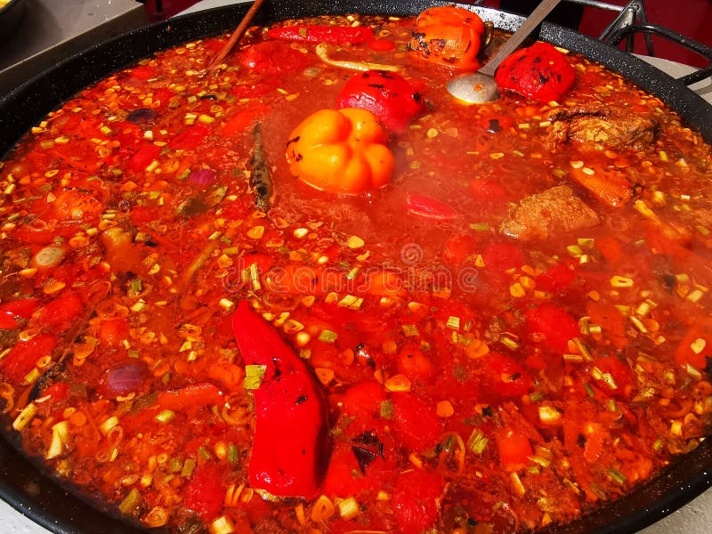 Pieces of Fish in Brine with Bell Pepper and Hot Pepper Stock Photo ...