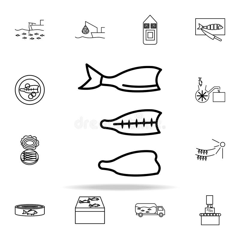 Pieces of Fish Icon. Fish Production Icons Universal Set for Web and ...