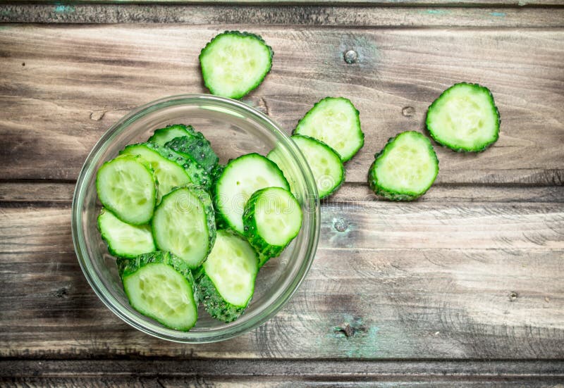 Pieces of Fresh Cucumbers in the Bowl Stock Photo - Image of food ...