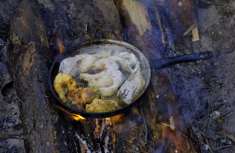 Pieces of Fresh Fish are Fried in a Frying Pan Stock Image - Image of ...