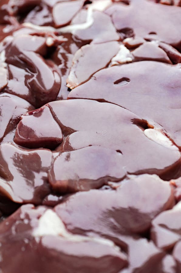 Pieces of fresh raw liver stock photo. Image of macro - 88699154