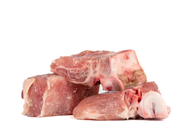 Pieces of Fresh Raw Pork Stew on a White Background. Stock Image ...