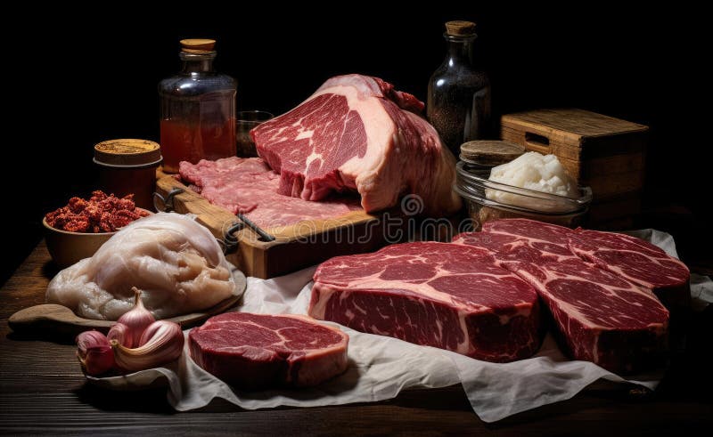 Chunks of fresh red meat stock illustration. Illustration of meat ...