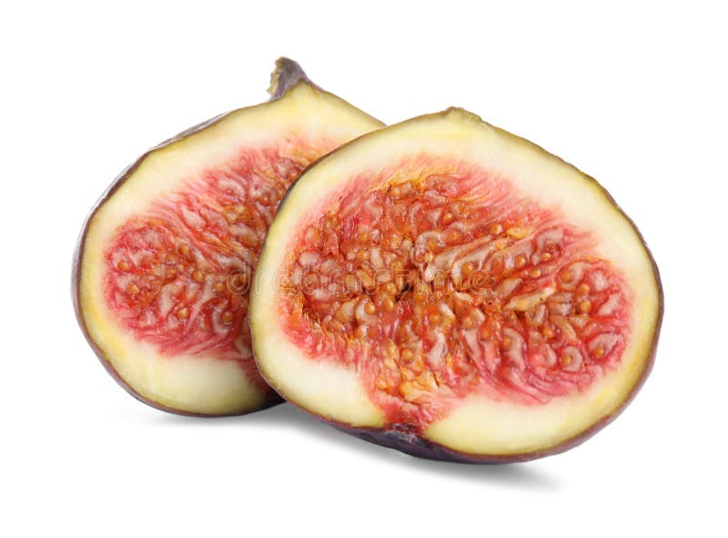 Pieces of Fresh Ripe Fig Isolated on White Stock Photo - Image of ...