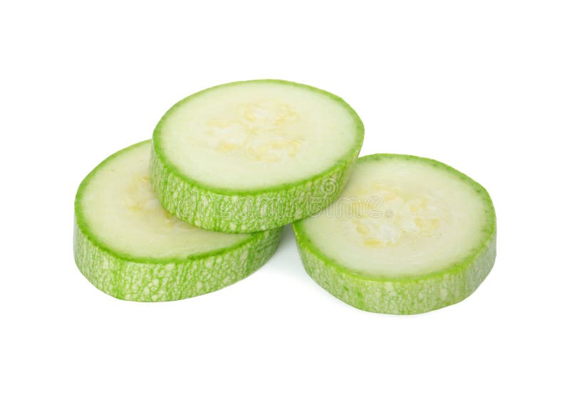 Pieces of Fresh Zucchini Isolated on White Stock Photo - Image of ...