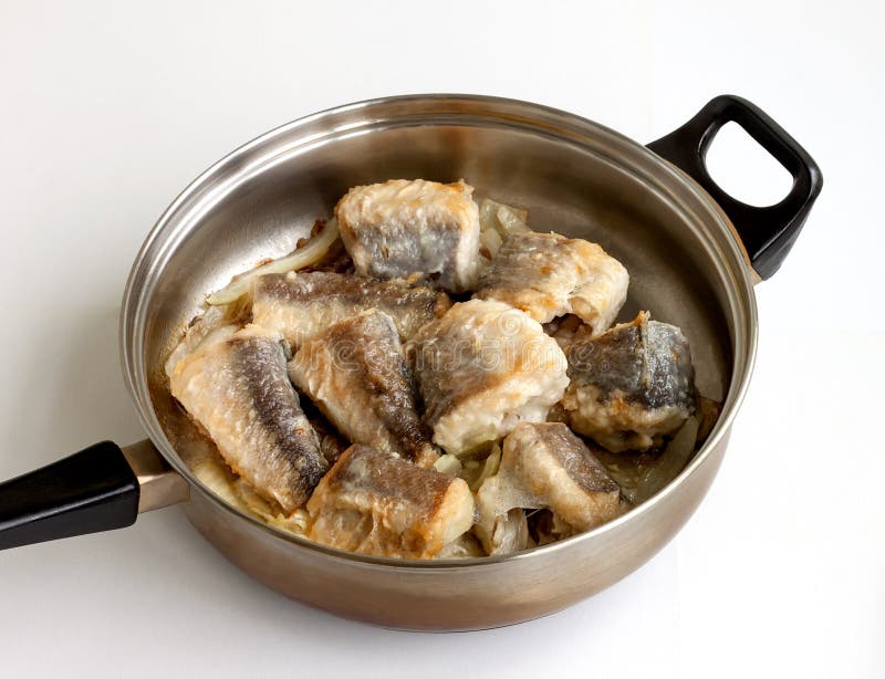 Pieces of Fried Fish in a Frying Pan Stock Image - Image of appetizing ...