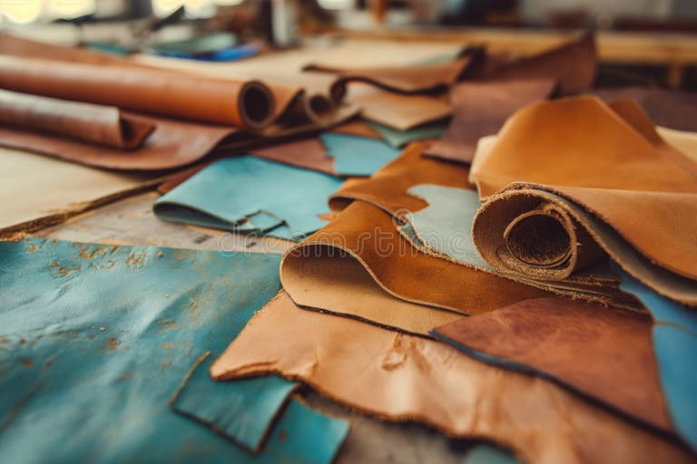 Pieces of Genuine Leather for Making Handicrafts Stock Illustration ...