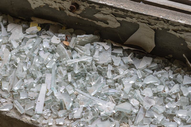 Pieces of Glass. Broken Glass. Demolished Old Window Stock Photo ...