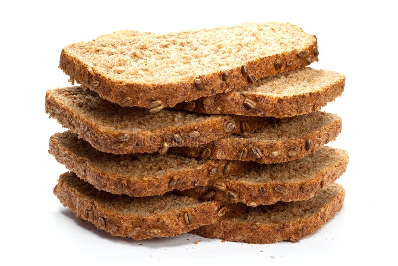 Pieces of Grain Bread Isolated on White Background Stock Image - Image ...