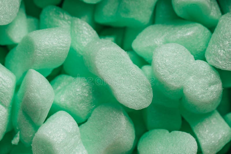 Pieces of Green Styrofoam in Carton Box Background Stock Image - Image ...