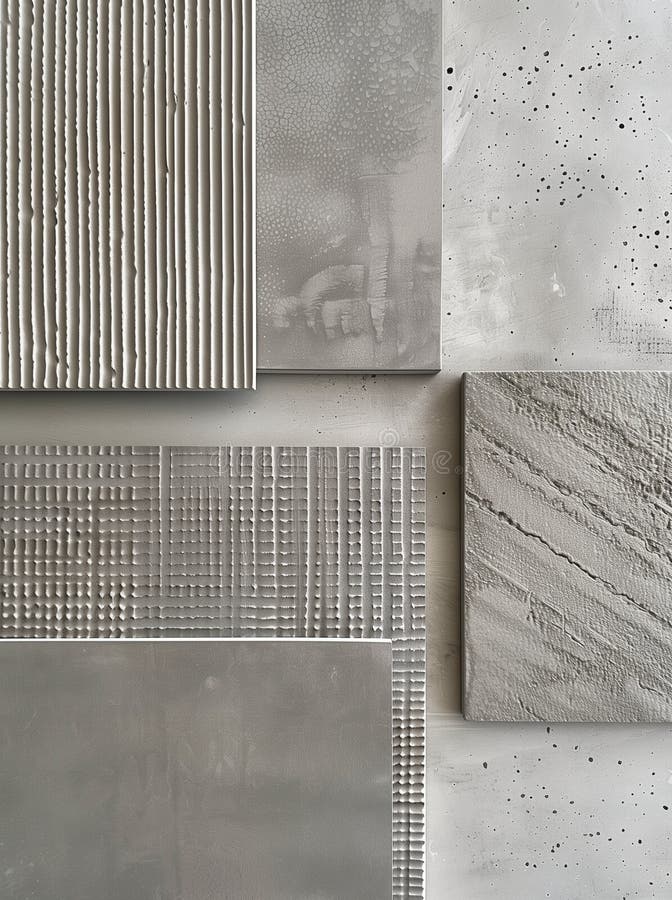 Pieces of Grey Concrete Material, Each with Different Textures and ...
