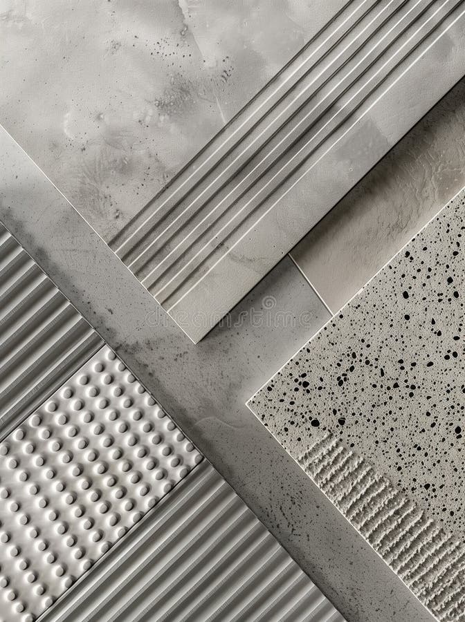 Pieces of Grey Concrete Material, Each with Different Textures and ...
