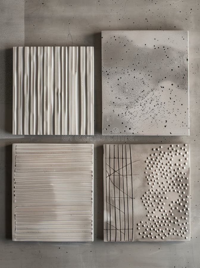 Pieces of Grey Concrete Material, Each with Different Textures and ...