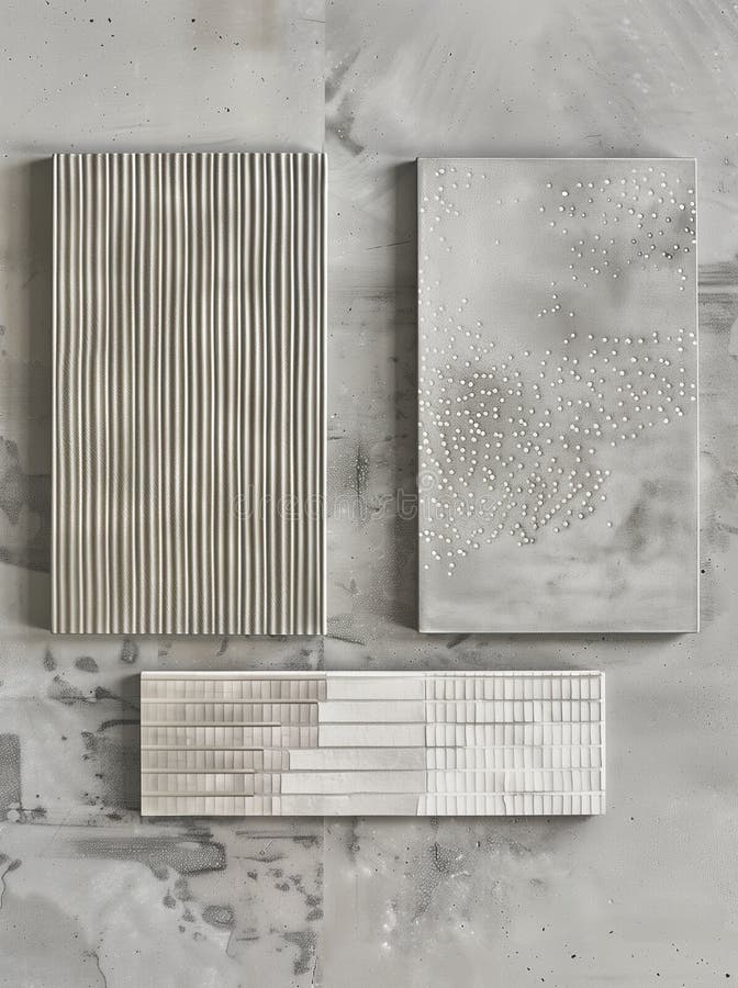 Pieces of Grey Concrete Material, Each with Different Textures and ...