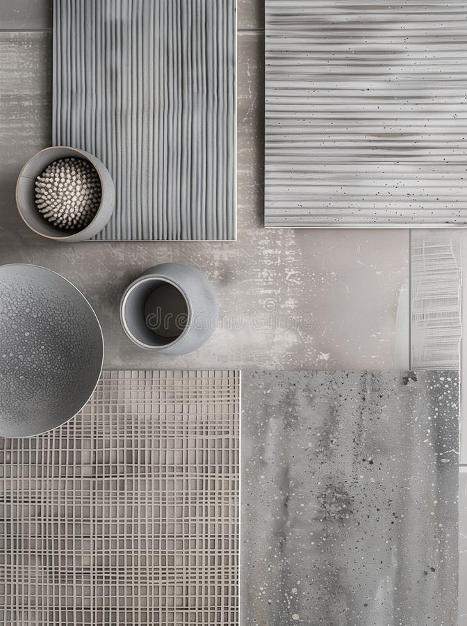 Pieces of Grey Concrete Material, Each with Different Textures and ...