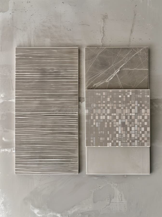 Pieces of Grey Concrete Material, Each with Different Textures and ...