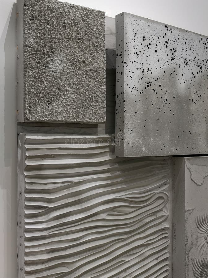 Pieces of Grey Concrete Material, Each with Different Textures and ...